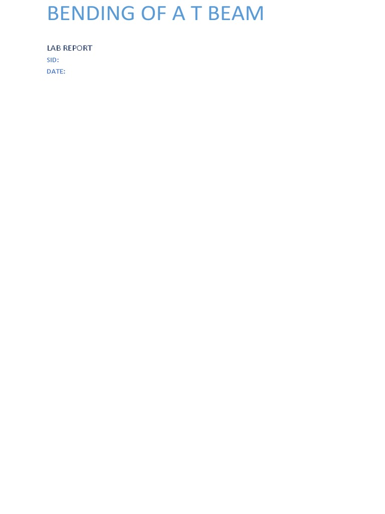 Solid Mechanics (Bending of A T Beam Lab Report) | PDF | Bending ...