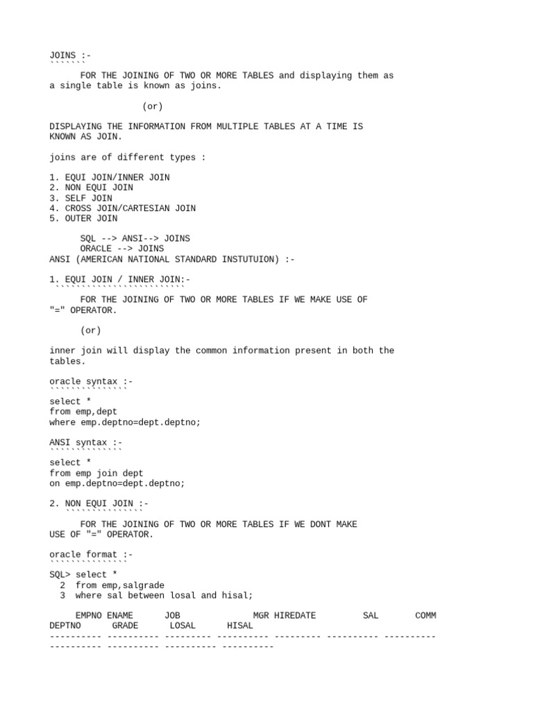 Joins Notes | PDF | Databases | Software