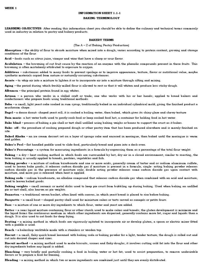 Handouts Week 1bpp | PDF | Baking | Breads Handouts Week 1bpp | PDF | Baking | Breads
