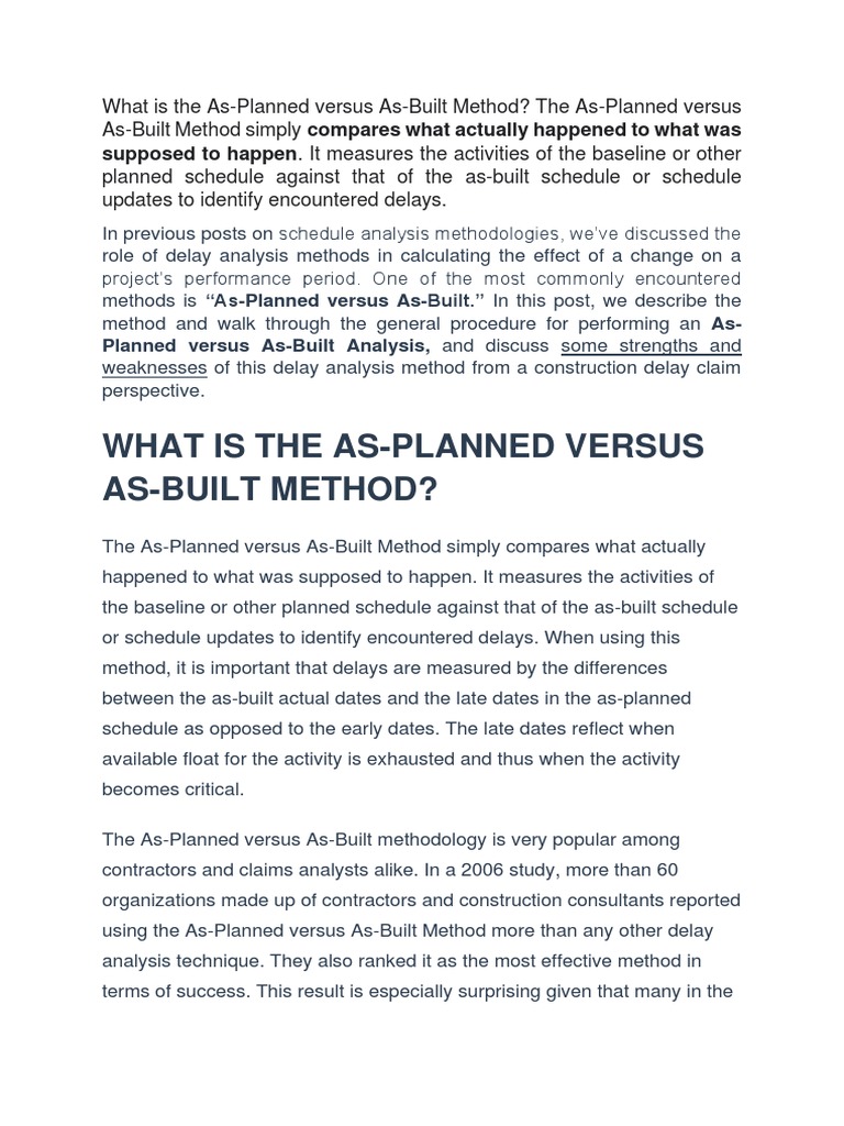 Critical Path AsPlanned AsBuilt | PDF | Methodology | Consultant