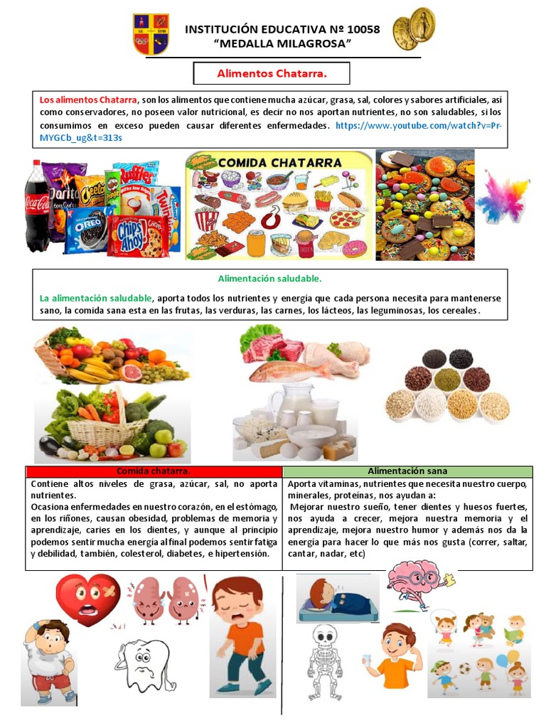 Alimentos Chatarra vs Saludables: Guía Educativa | PDF | Alimentos ...