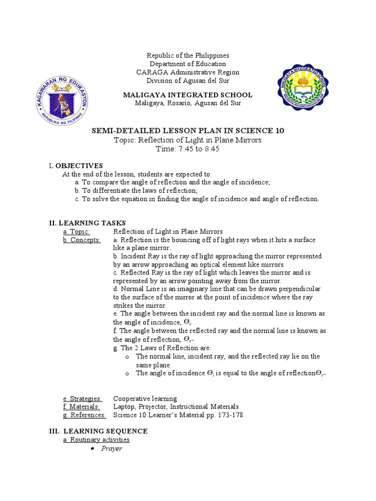 2nd COT 01 18 23 | PDF | Reflection (Physics) | Mirror
