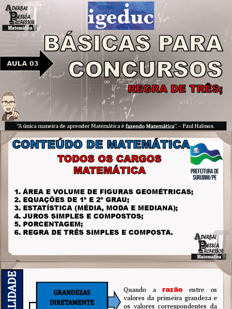 Aula03 Regra de Três Igeduc | PDF | Matemática