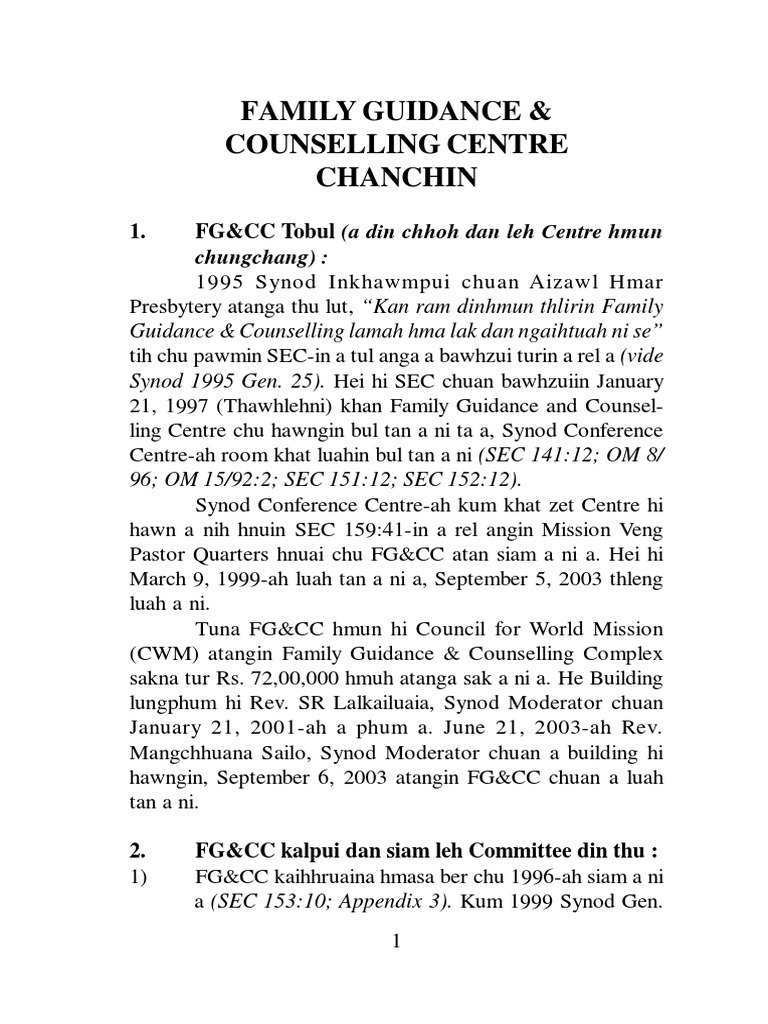 Family Guidance & Counselling Overview | PDF | Church Organization