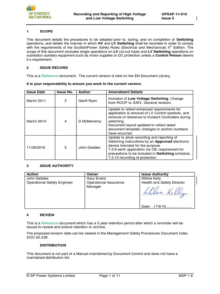 Opsaf 11 010 | PDF | Electrical Substation | Fuse (Electrical)