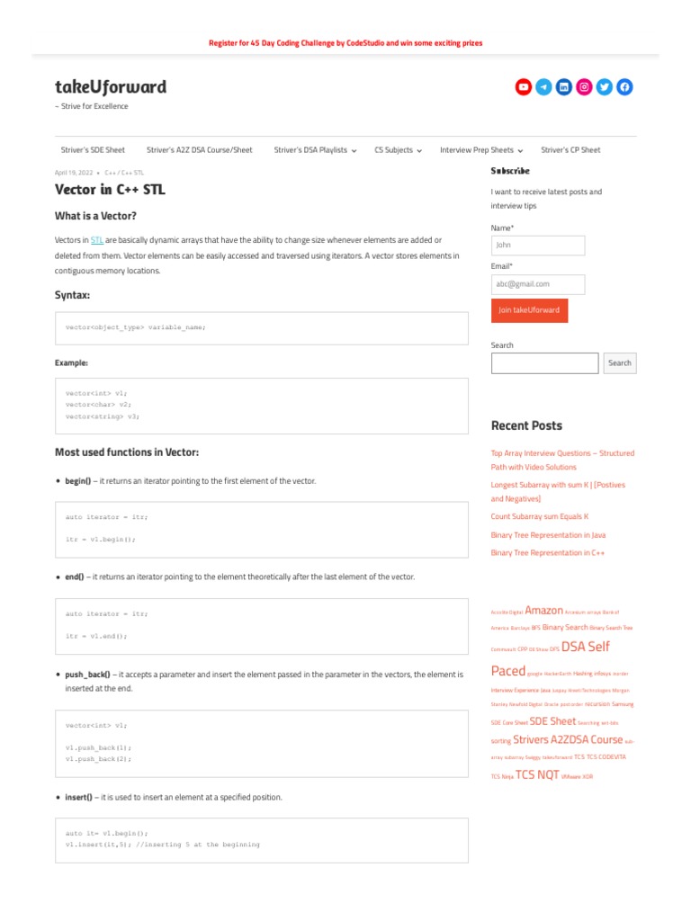 Takeuforward Org C Vector In C Stl Pdf C Algorithms And Data 8029