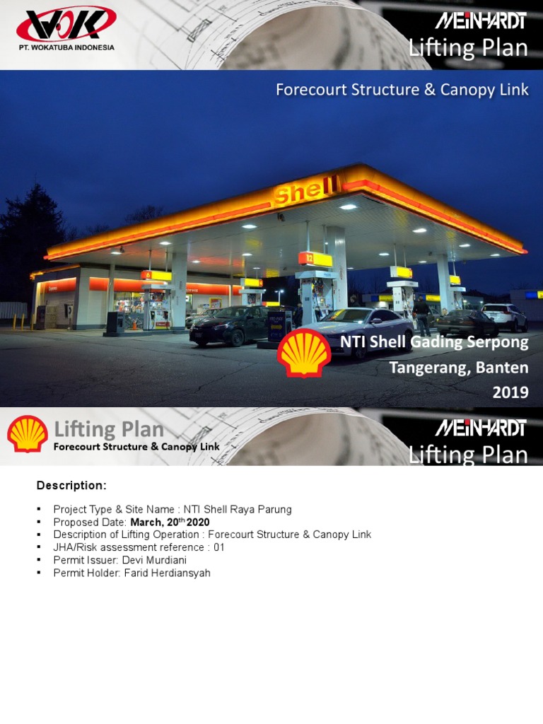 Forecourt Canopy Lifting Plan | PDF | Crane (Machine) | Equipment