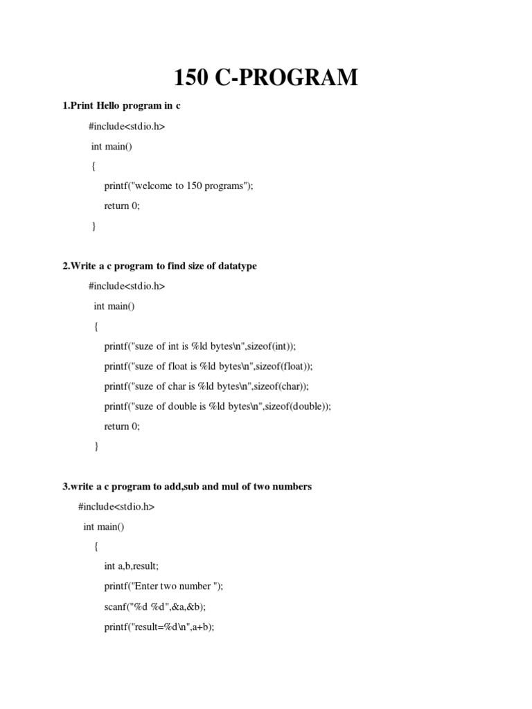 150 C Program | PDF | Area | String (Computer Science)