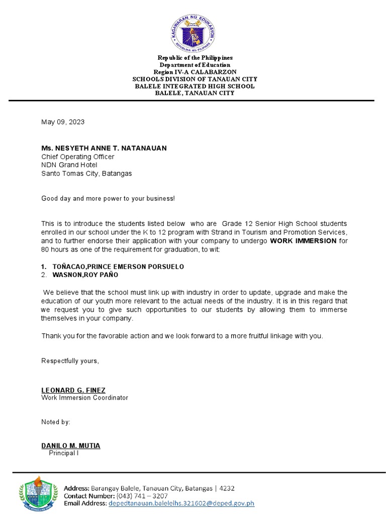 Endorsement Letter Ndn Batch 2 | PDF