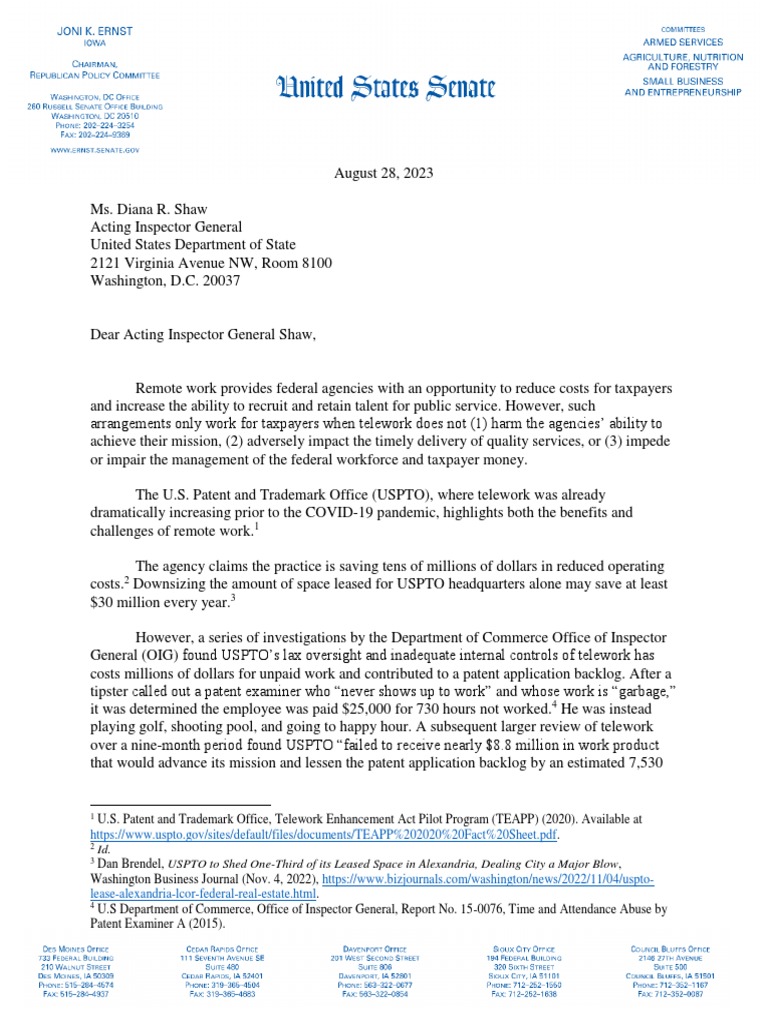 Ernst Letter Re: Remote and Telework | PDF | Cost Of Living | United ...