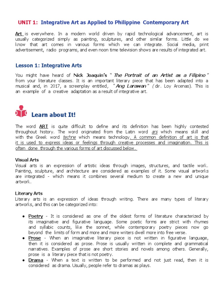 Contemporary Arts Notes | PDF | The Arts | Poetry