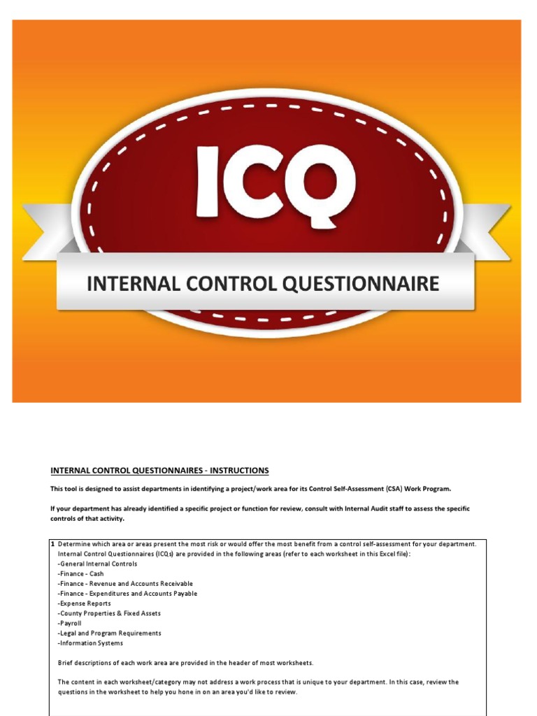 Internal Control Questionnaire | Download Free PDF | Internal Control ...