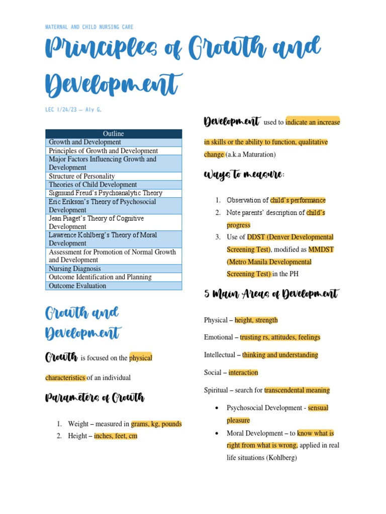 MCN Principles of Growth Development | PDF | Developmental Psychology ...