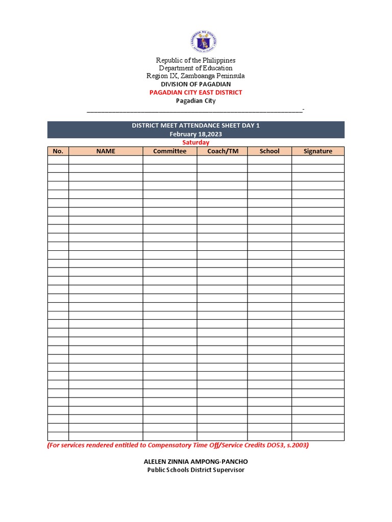 District Meet Attendance | PDF