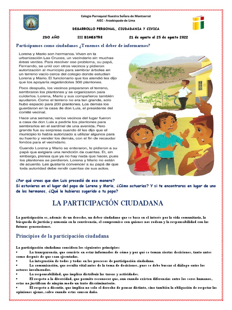 2 Ano DPCC Tema N 16 La Participacion Ciudadana. | PDF