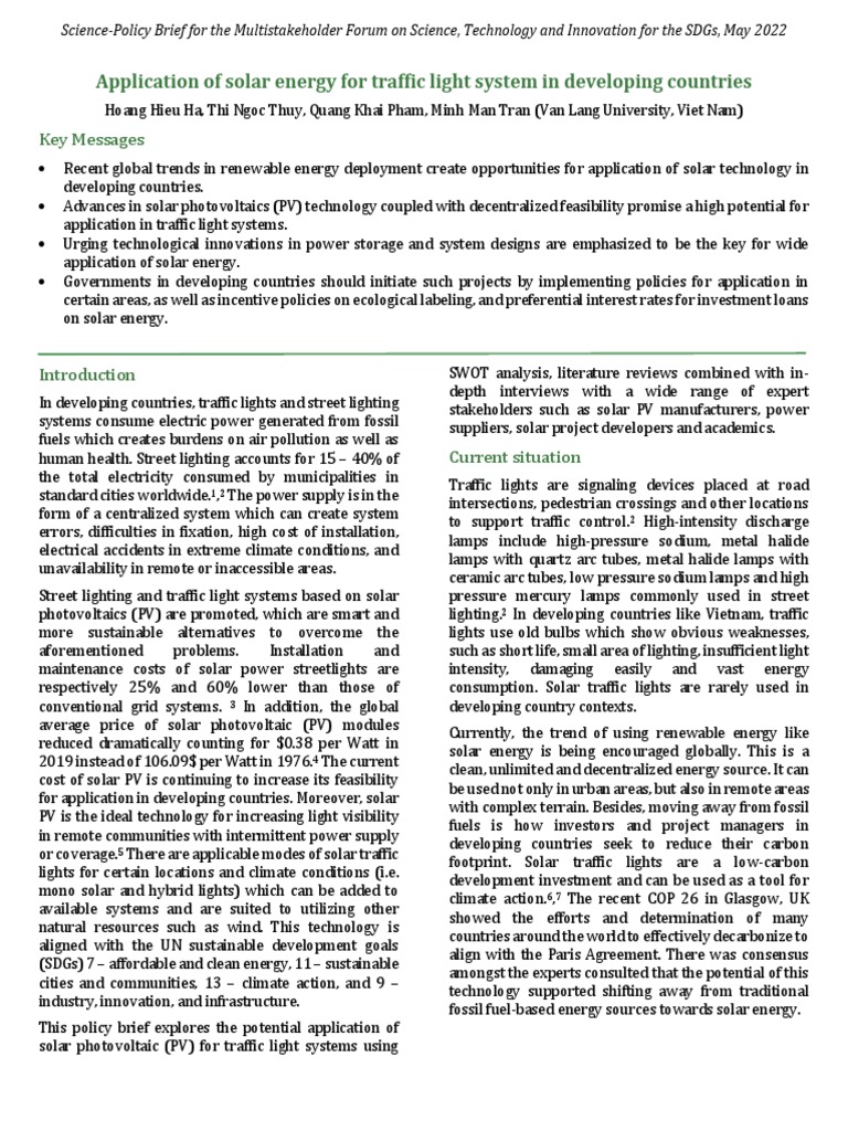Solar-Powered Traffic Light Systems | PDF | Solar Power | Photovoltaics