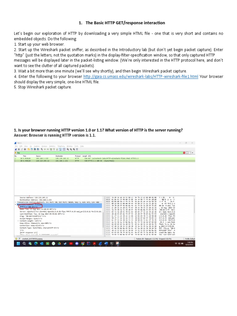 Hasanul Kabir Roll 2303225 - Lab01 HTTP Protocol Analysis With Wireshark | PDF | Networking ...