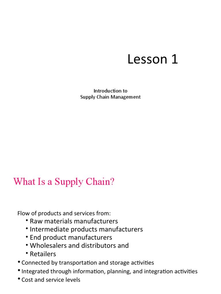 Lesson 1 Supply Chain Management Introduction | PDF | Supply Chain ...