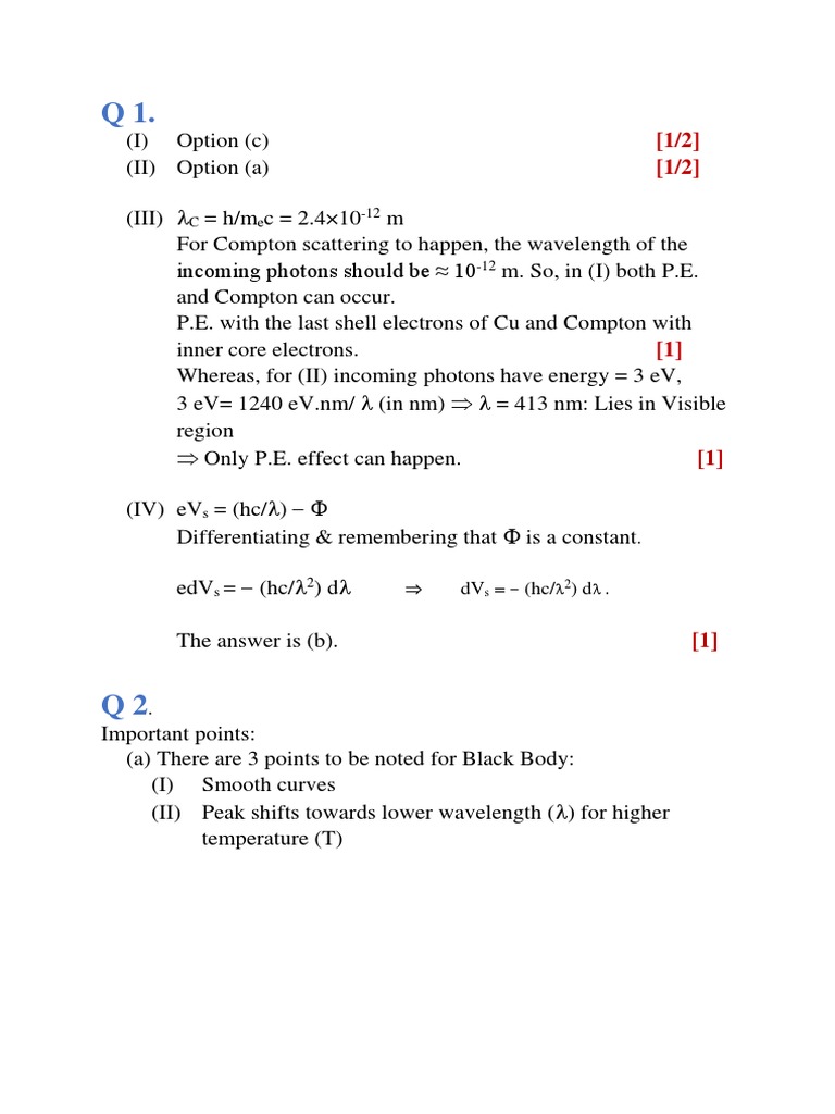 (Spring21) PYL101 Major Solution | PDF | Electronvolt | Physical Sciences