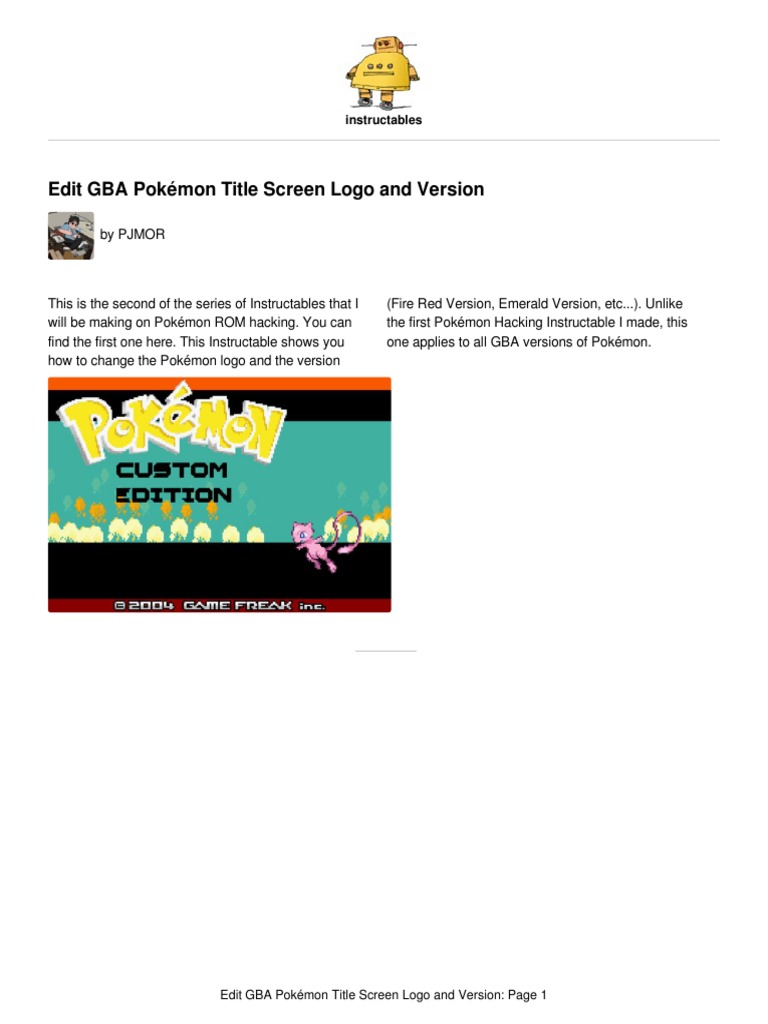 Edit Pokémon GBA Title Screens | PDF | Adobe Photoshop | Button (Computing)