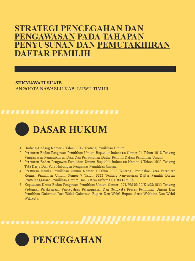 Strategi Pencegahan Dan Pengawasan Pada Tahapan Penyusunan Dan Pemutakhiran Daftar Pemilih | PDF