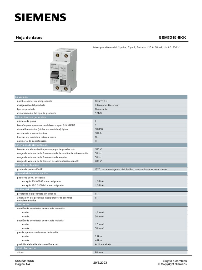 5SM33156KK_datasheet_es | PDF | Electricidad | Ingenieria Eléctrica