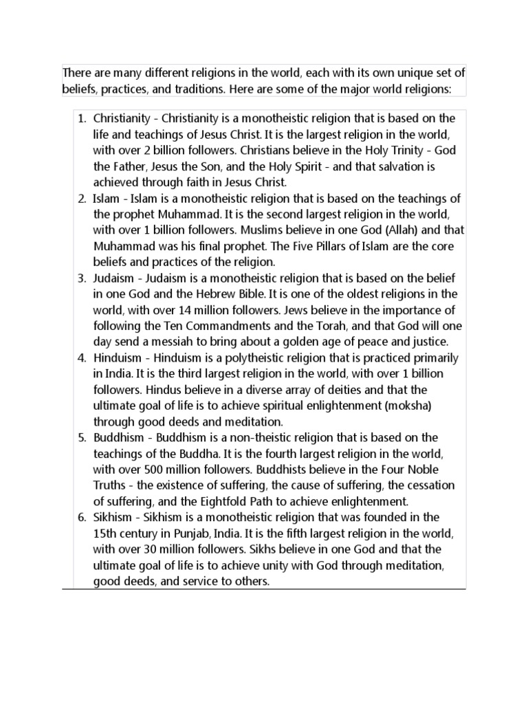 Different Religions | PDF