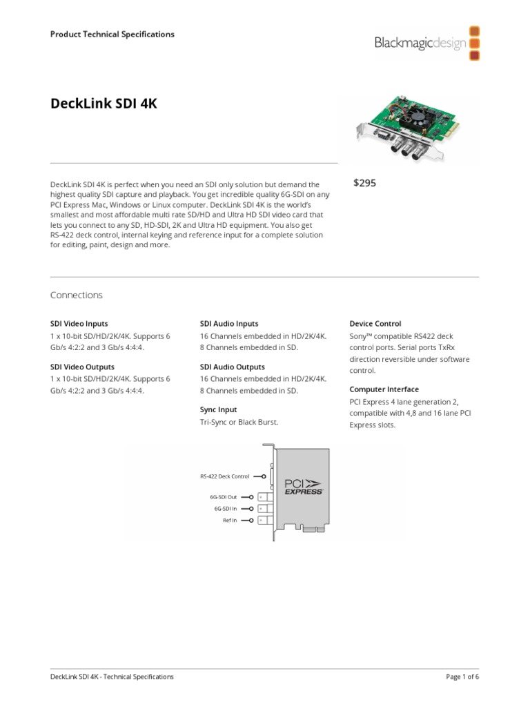 Decklink Sdi 4k Techspecs | PDF | Computers | Technology & Engineering