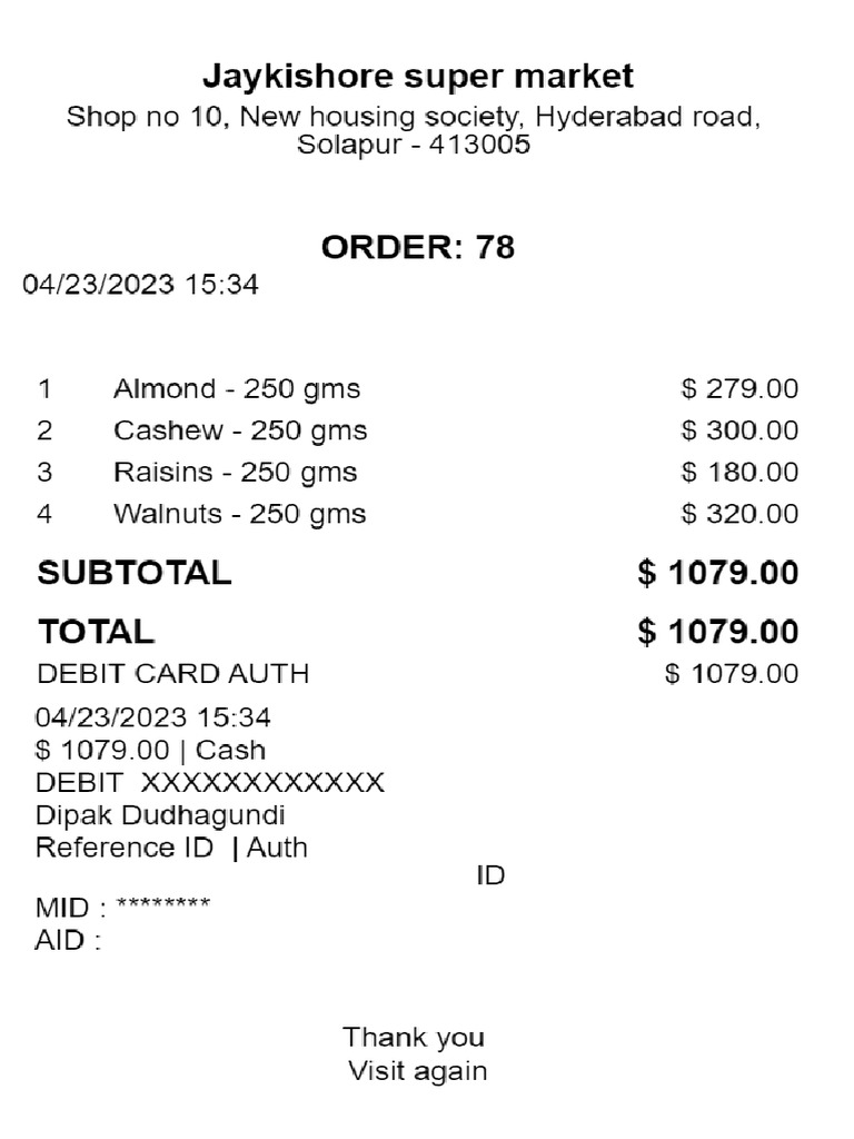 Grocery Invoice | PDF