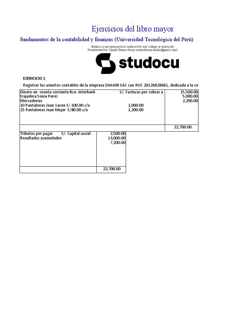 Ejercicios Del Libro Mayor | PDF | Contabilidad | Economía Financiera