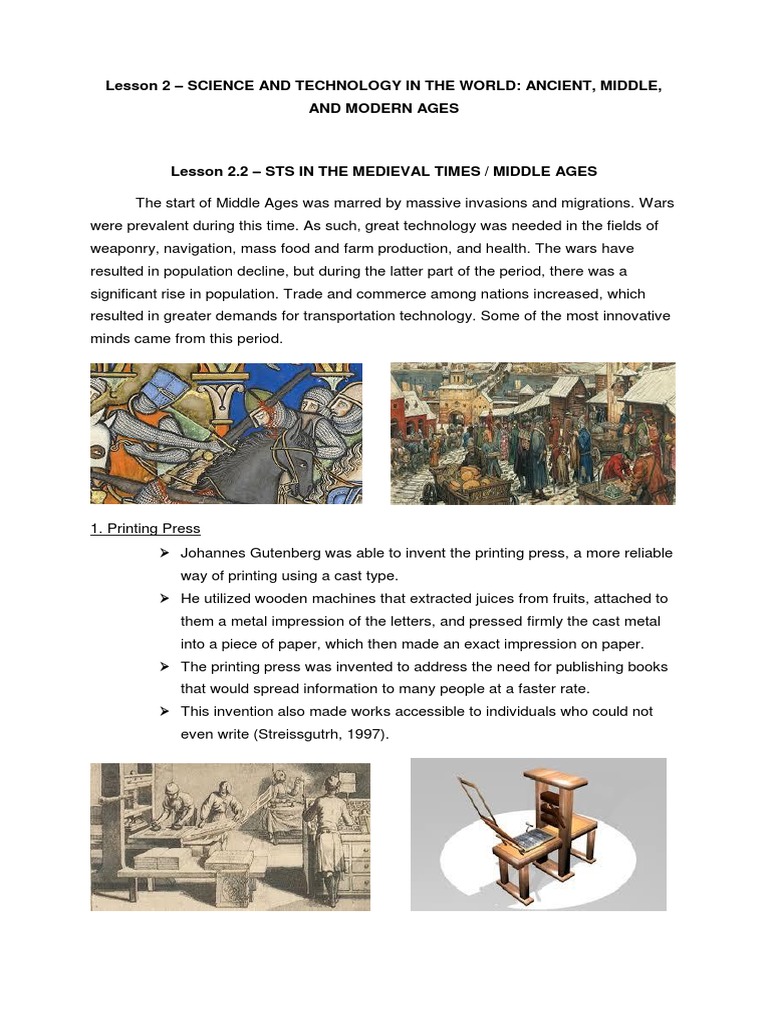 STS Module 1 - Lesson-2.2 - STS in The Middle Ages ...