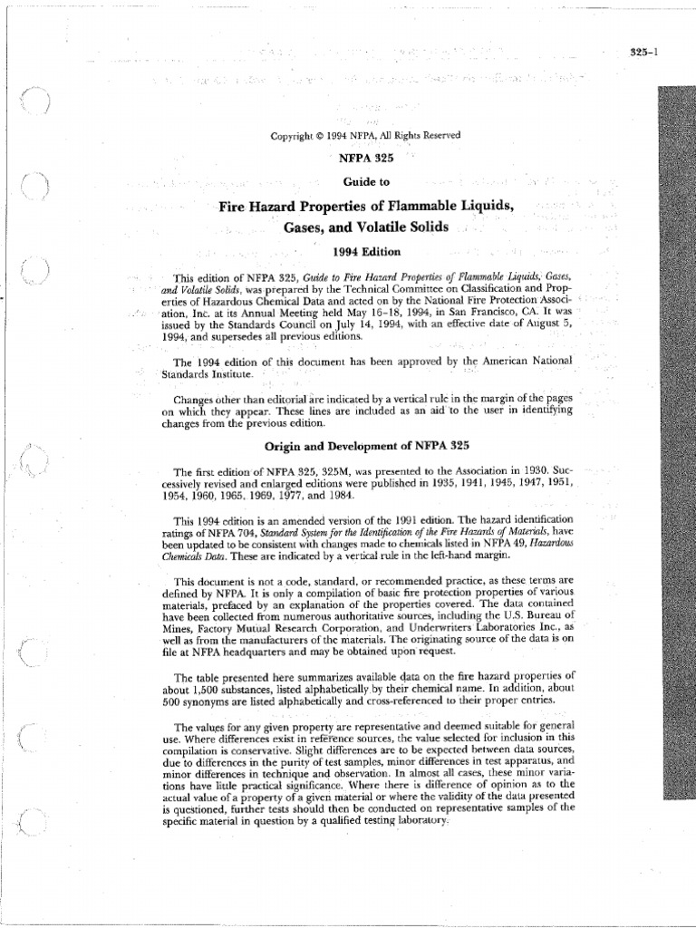 NFPA 325 Guide To Fire Hazard Properties of Flammable Liquids, Gases ...