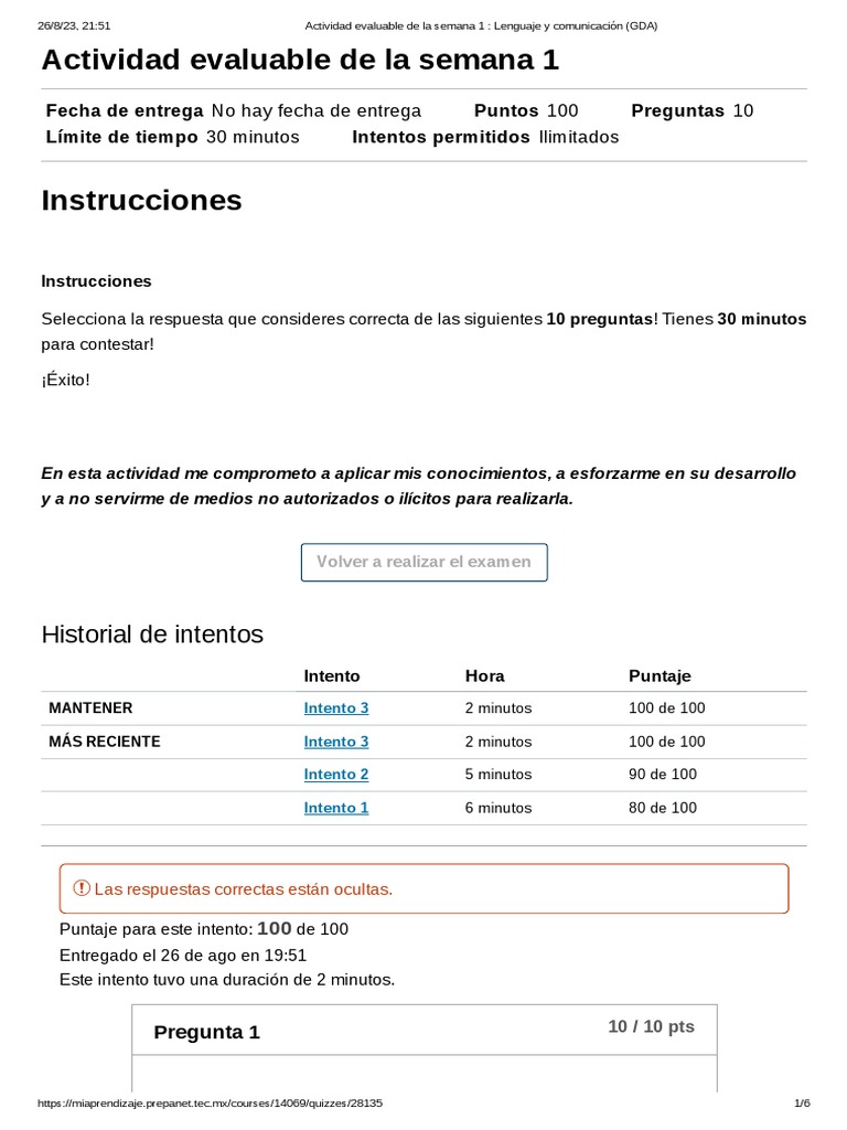 Actividad Evaluable de La Semana 1 - Lenguaje y Comunicación | Descargar gratis PDF ...