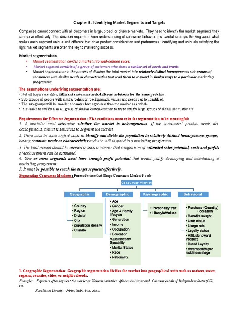 Identifying Market Segments and Targets | PDF | Market Segmentation ...