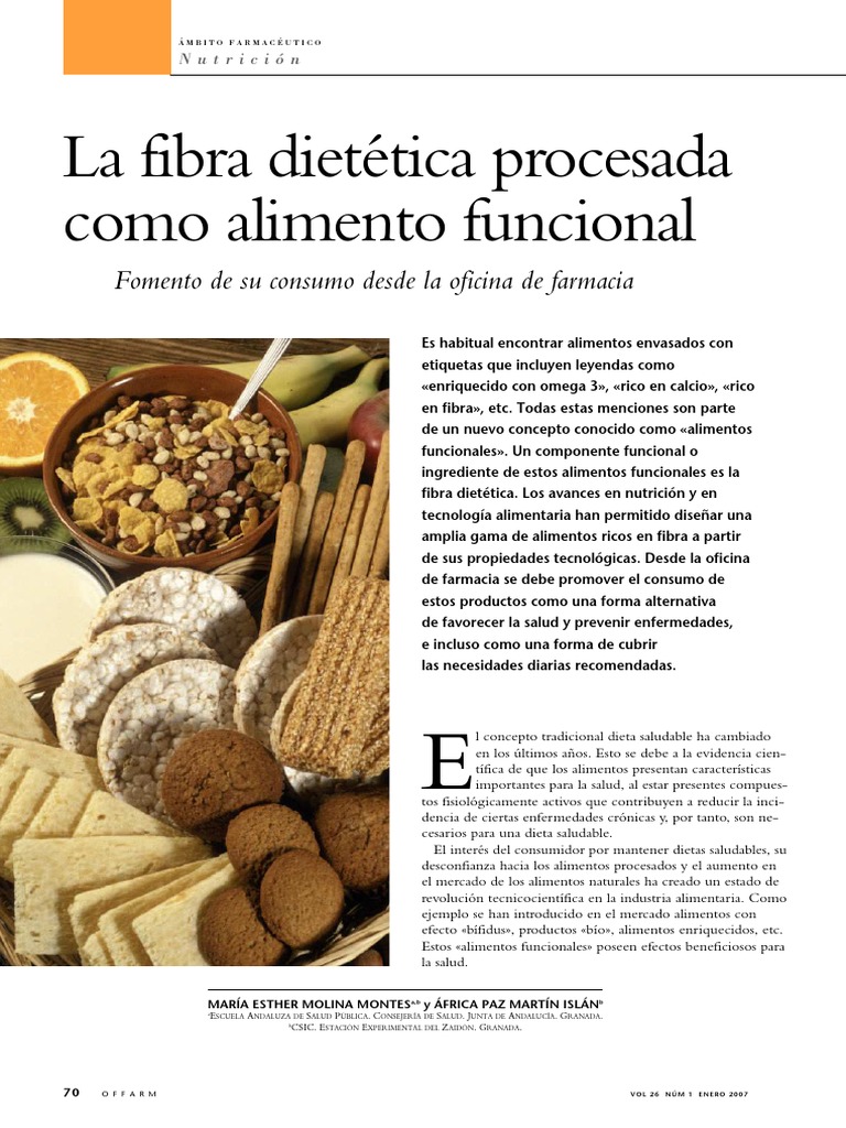 La Fibra Dietética Procesada Como Alimento Funcional: Fomento de Su Consumo Desde La Oficina de ...