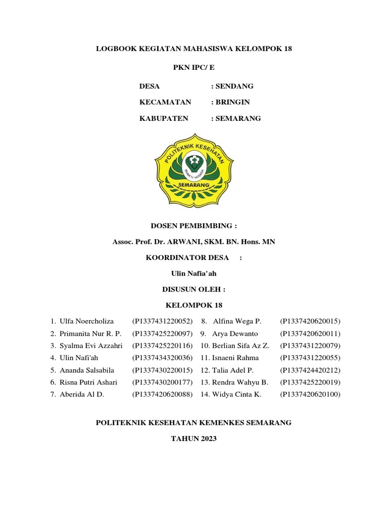 Logbook Kelompok 18 - Desa Sendang | PDF
