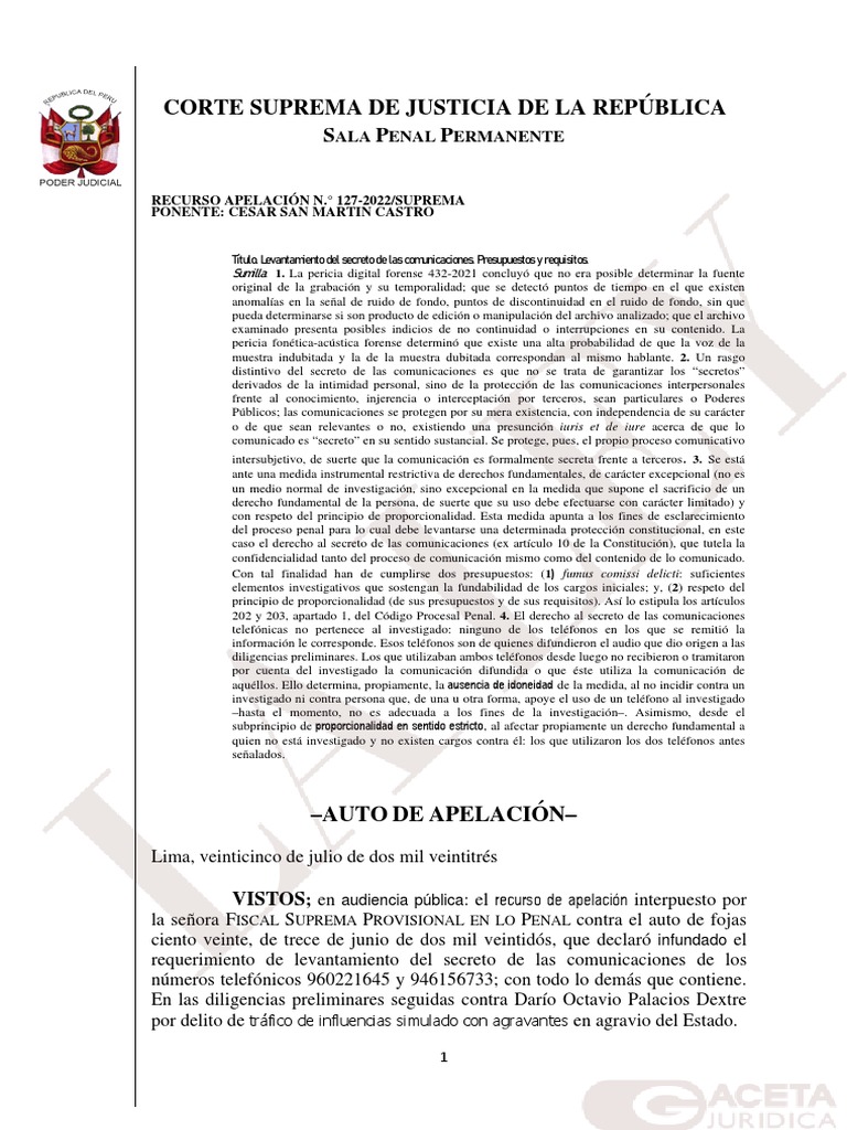 ¿Cuáles Son Los Dos Requisitos para El Levantamiento Del Secreto de Las Comunicaciones? | PDF