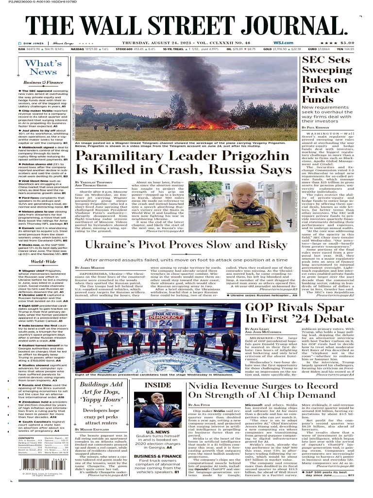 WSJ 24.08.2023 | PDF | Federal Reserve | Inflation