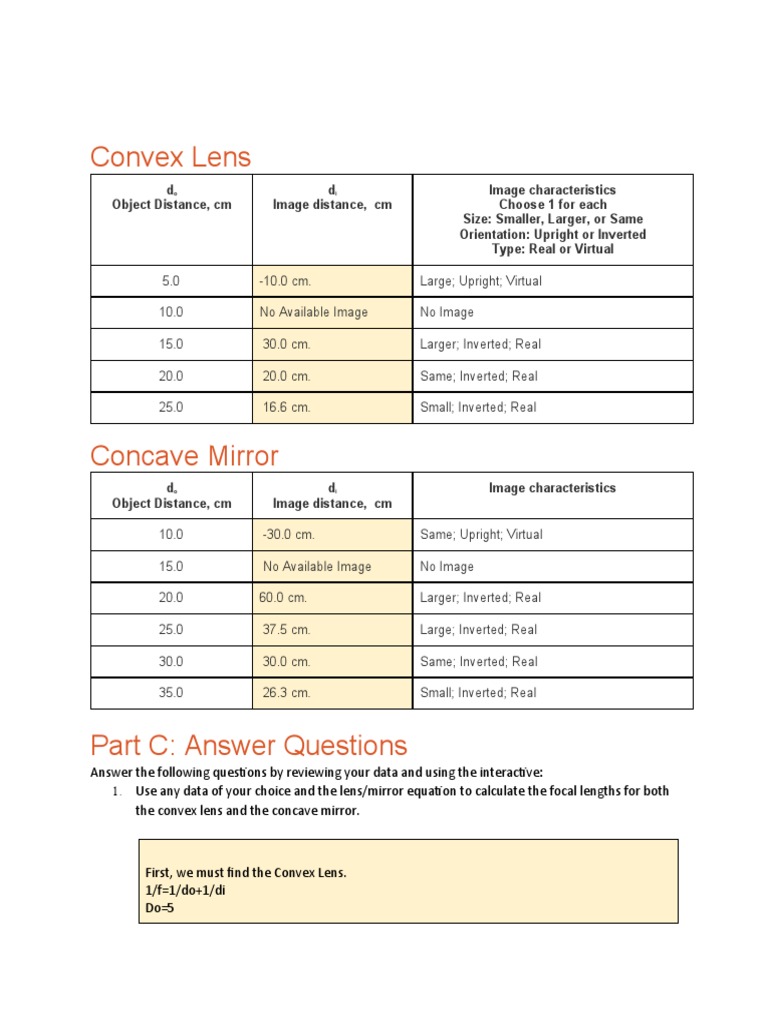 6.05 Lens and Mirror Lab | PDF | Glass Applications | Glass Engineering ...