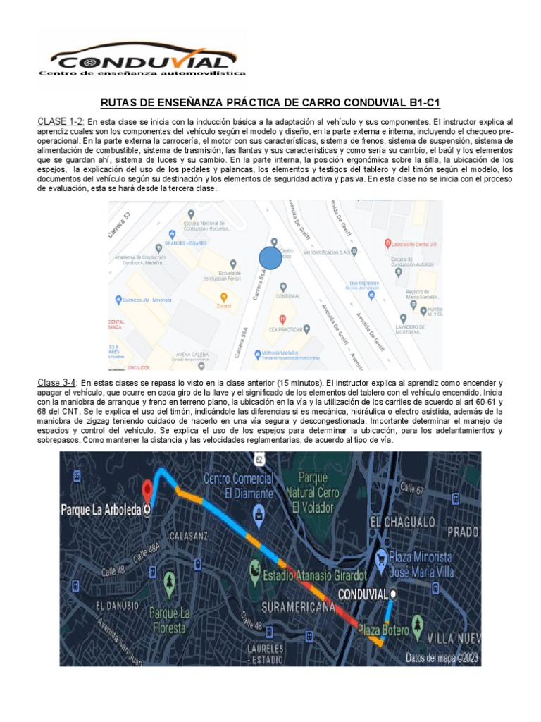 COND-PESV-F006 Formato Rutas de Enseñanza Practica Carro | PDF ...