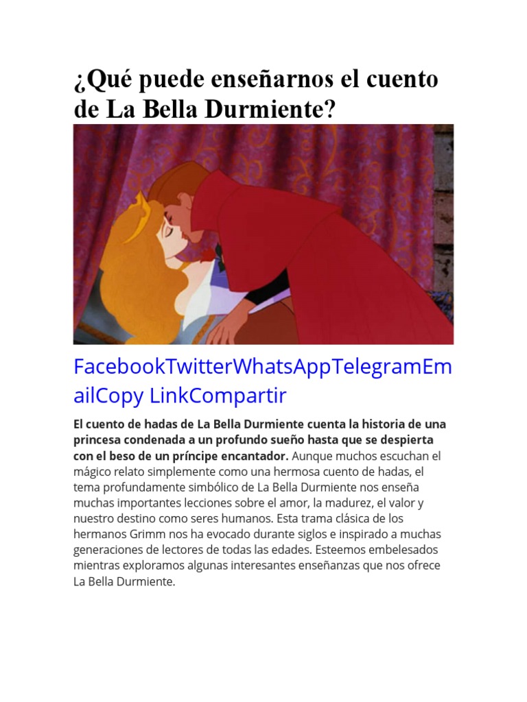 Qué Puede Enseñarnos El Cuento de La Bella Durmiente | PDF | Bella ...