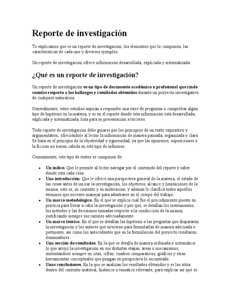 Guía Completa de Reportes de Investigación | PDF | Hipótesis | Cognición