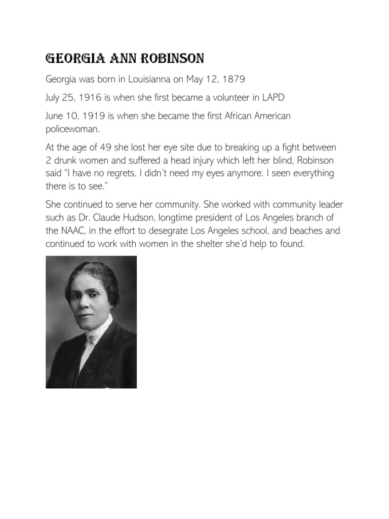 Georgia Ann Robinson | PDF | Social Science