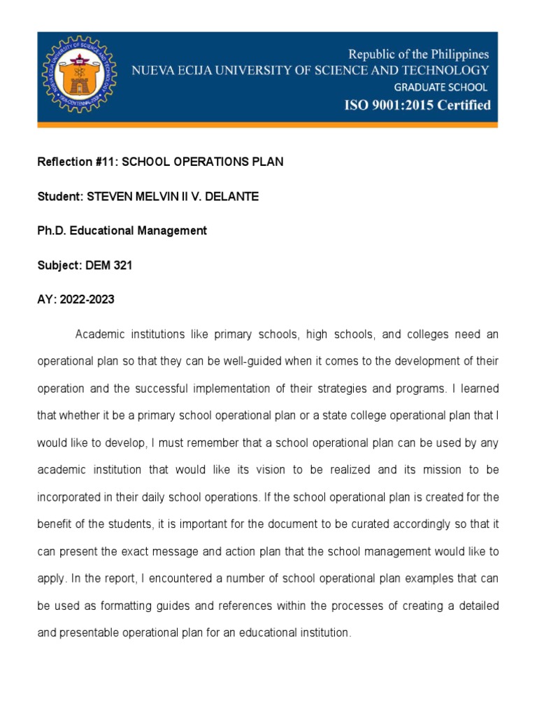 Delante, Steven Melvin - Lesson 11 - Reflection | PDF | Goal | Business