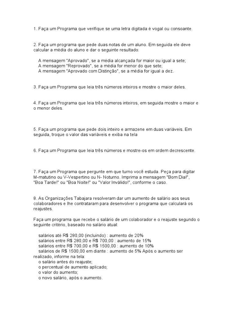 Lista de Exercícios Python | PDF | Triângulo | Salário