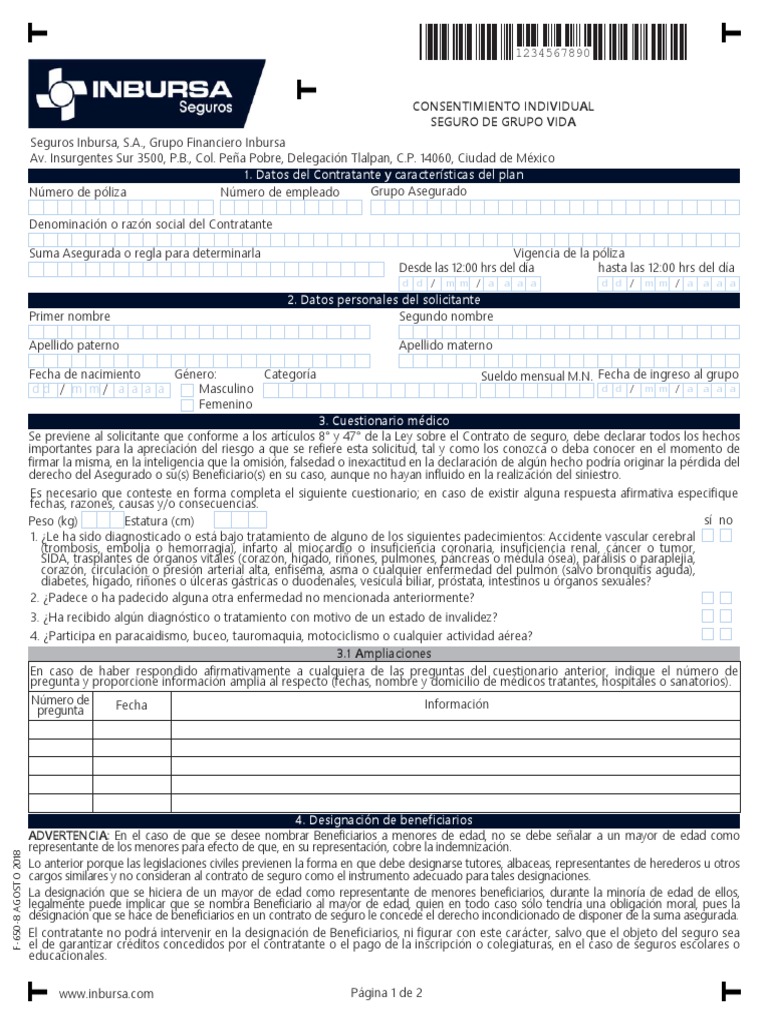 Formato Segu | PDF | Póliza de seguros | Seguro