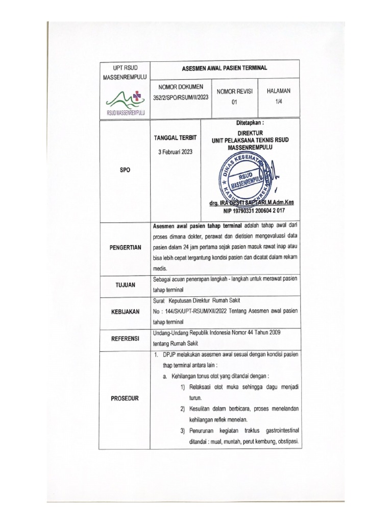 Pap 5.a. Spo Asesmen Pasien Menjelang Akhir Kehidupan | PDF