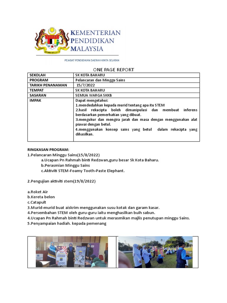 OPR Pelancaran Dan Minggu Sains | PDF