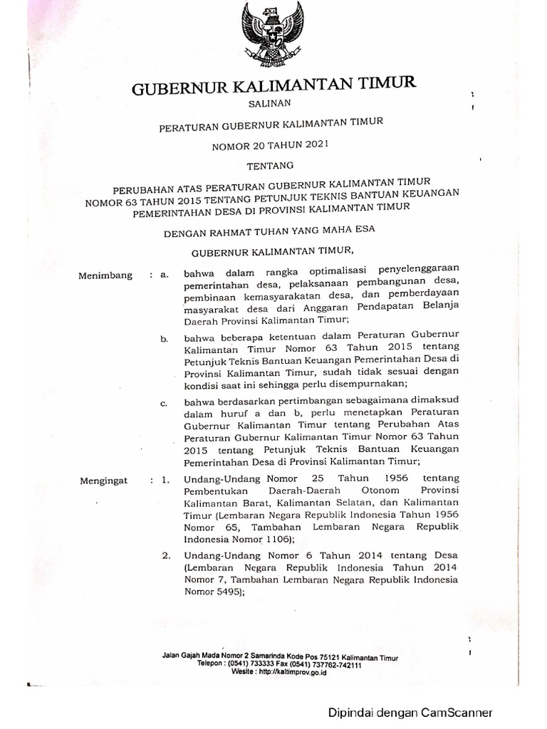 Pergub No 20 Tahun 2021 Juknis Bankeu Pdf