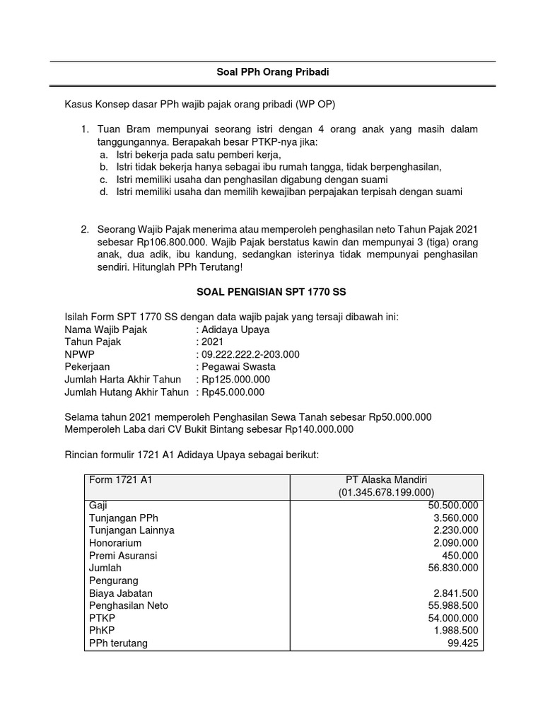 Soal Pengisian PPH OP Lengkap | PDF